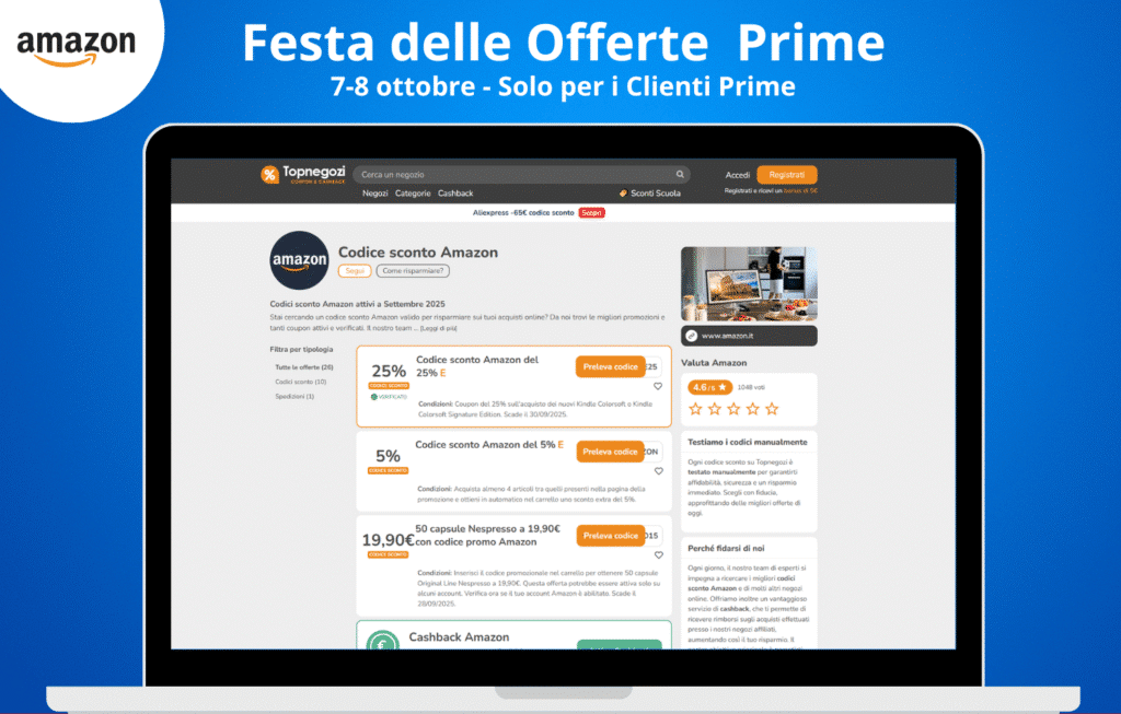 Festa Offerte Prime 2025 Amazon: date, sconti e codici sconto
