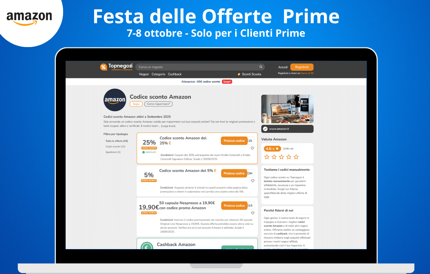 Festa Offerte Prime 2025 Amazon: date, sconti e codici sconto