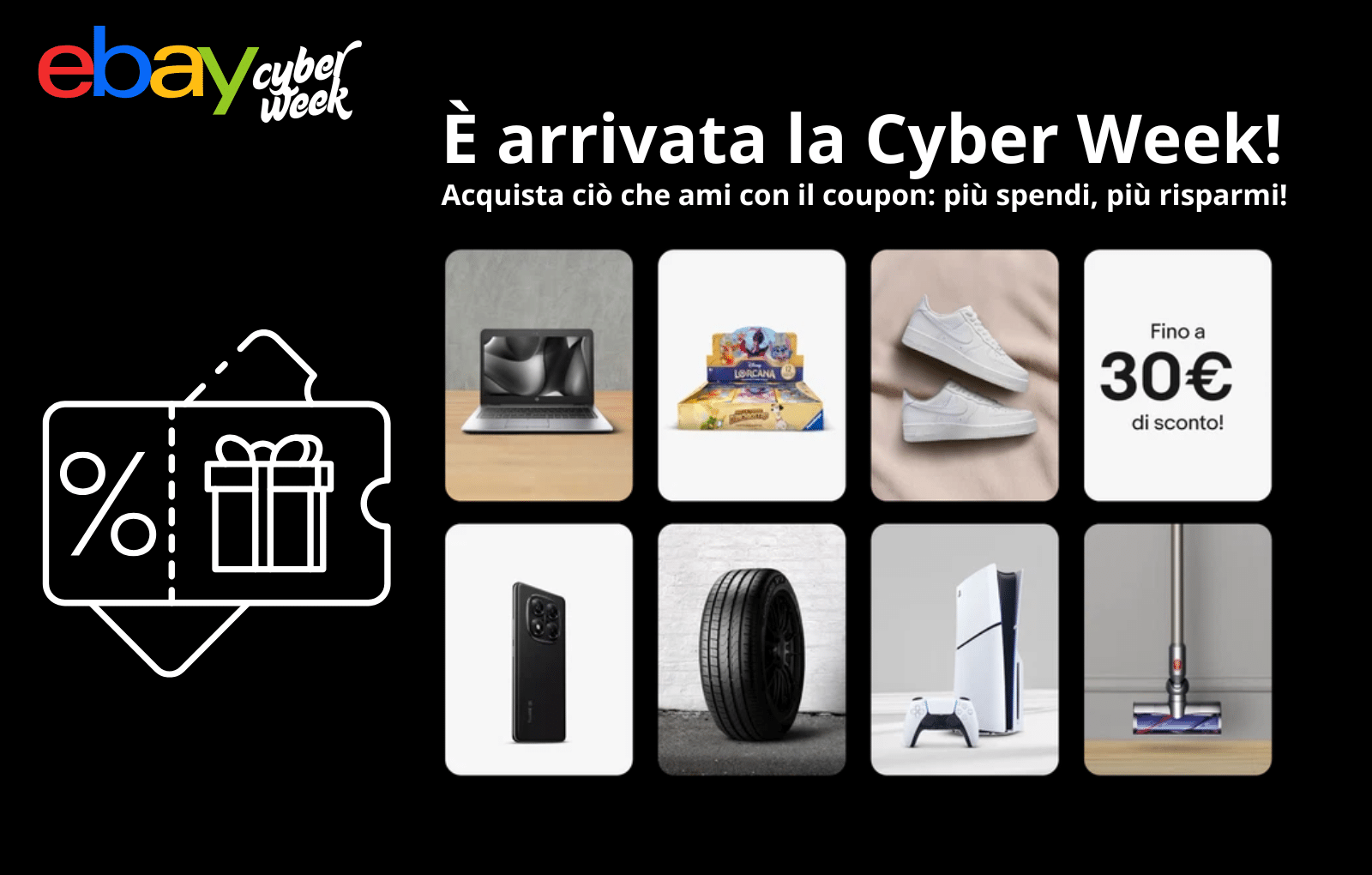 Cyber Week eBay 2026 offerte e coupon per risparmiare subito
